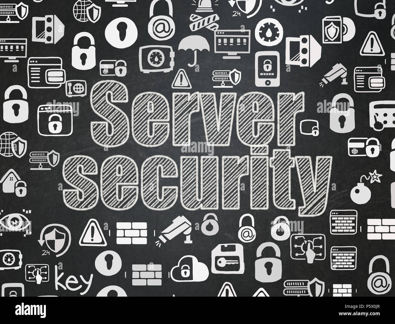 Safety concept: Server Security on School board background Stock Photo ...