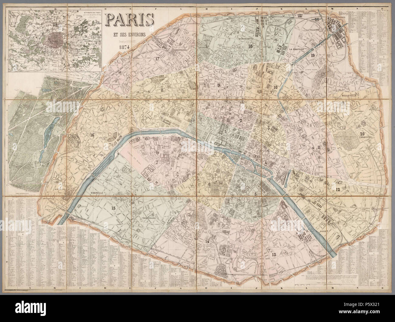 Paris et ses environs . Map of Paris in 1874. Scale: 1:12.800. 1874. E ...