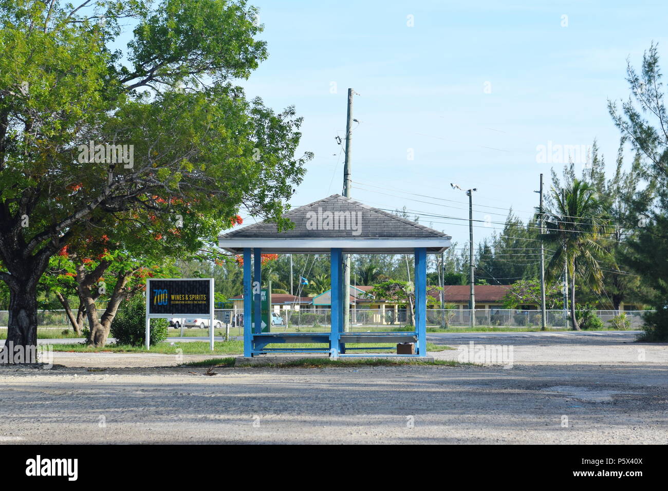 Local bus stop located at Treasure Cay on the Greater Abaco Island in ...