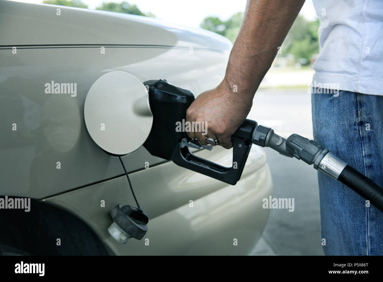 an image of gas pump in the hand Stock Photo - Alamy