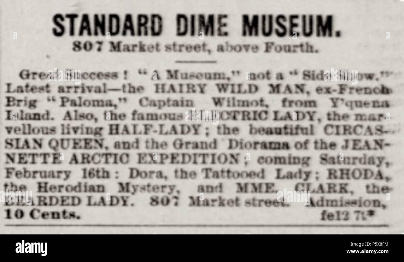 N/A. Newspaper advertisement: Standard Dime Museum, San Francisco ...