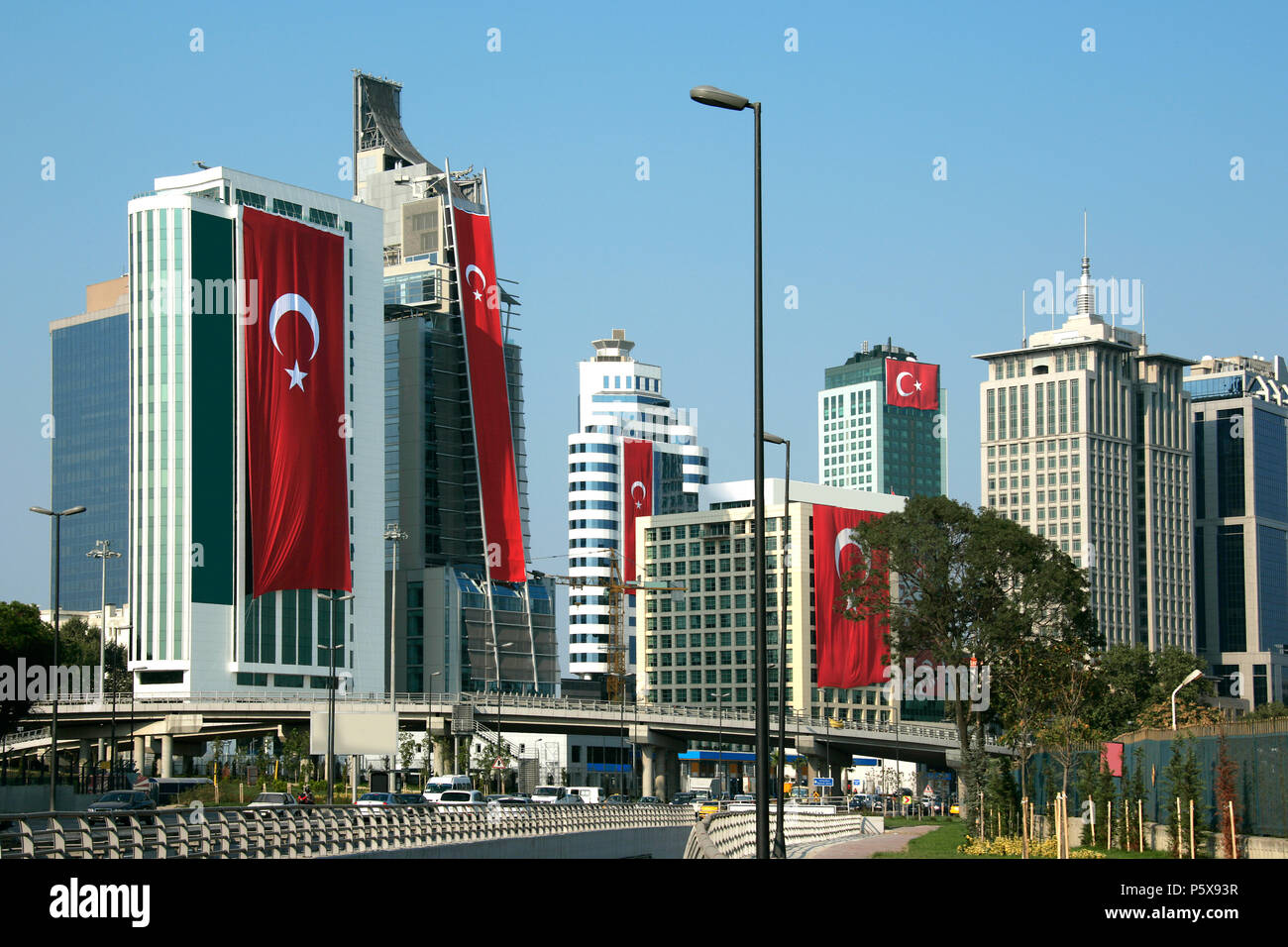 office buildings in the day time with the flag,Turkey Stock Photo - Alamy