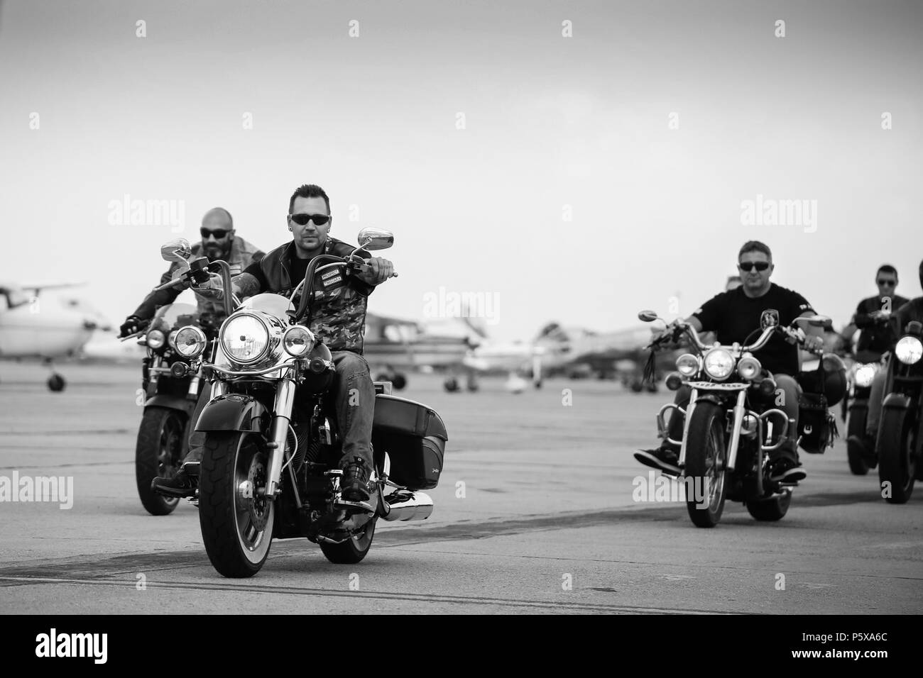 Group of bikers gathering at Timisoara Airshow Stock Photo - Alamy