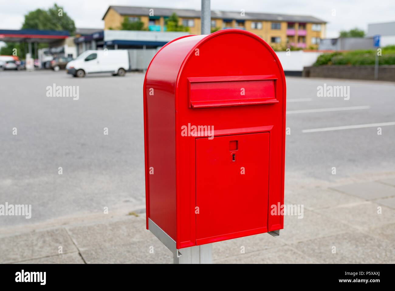 Red classic metal post letter box Stock Photo - Alamy