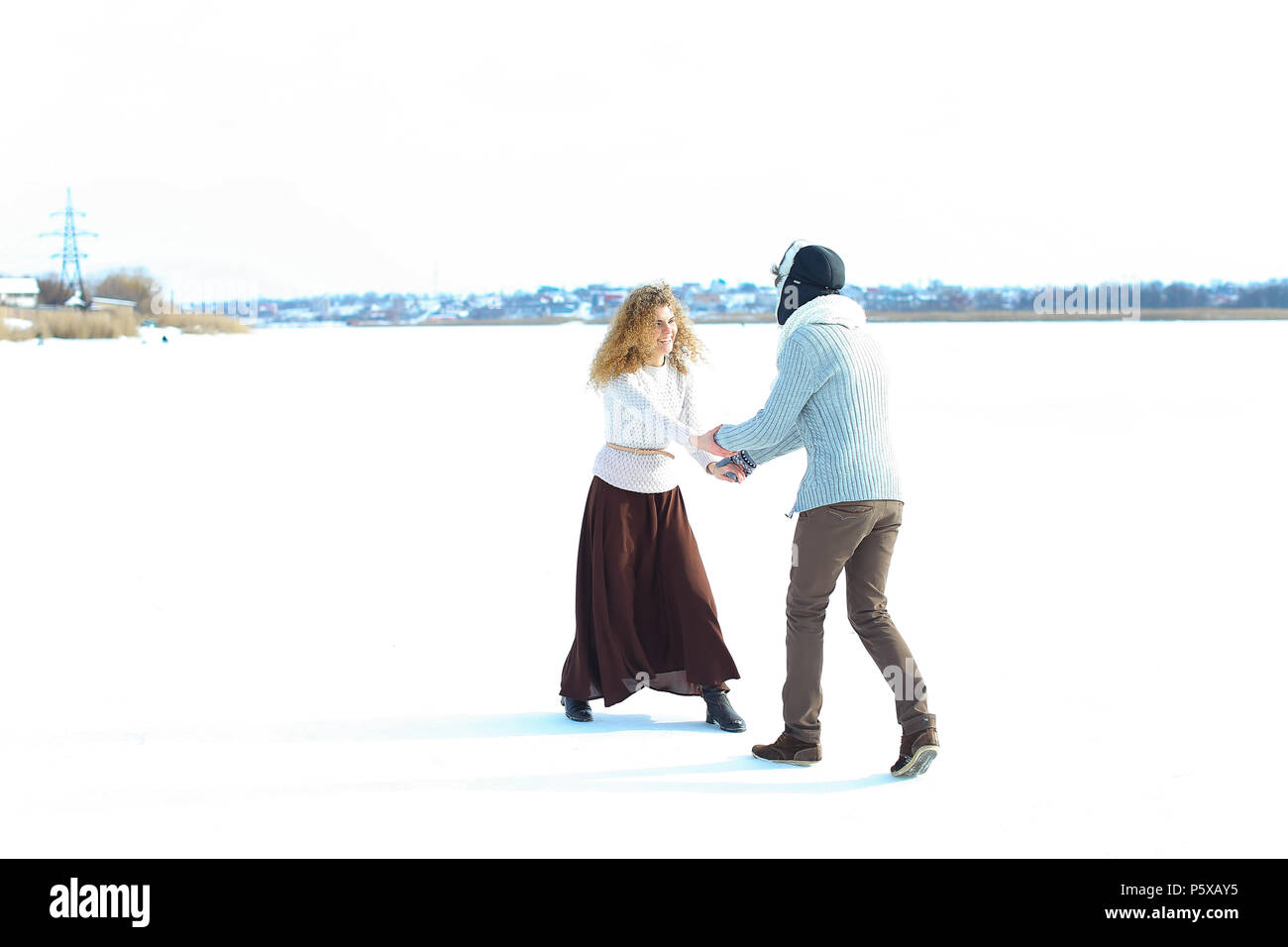 Two people wearing winter Cut Out Stock Images & Pictures - Alamy