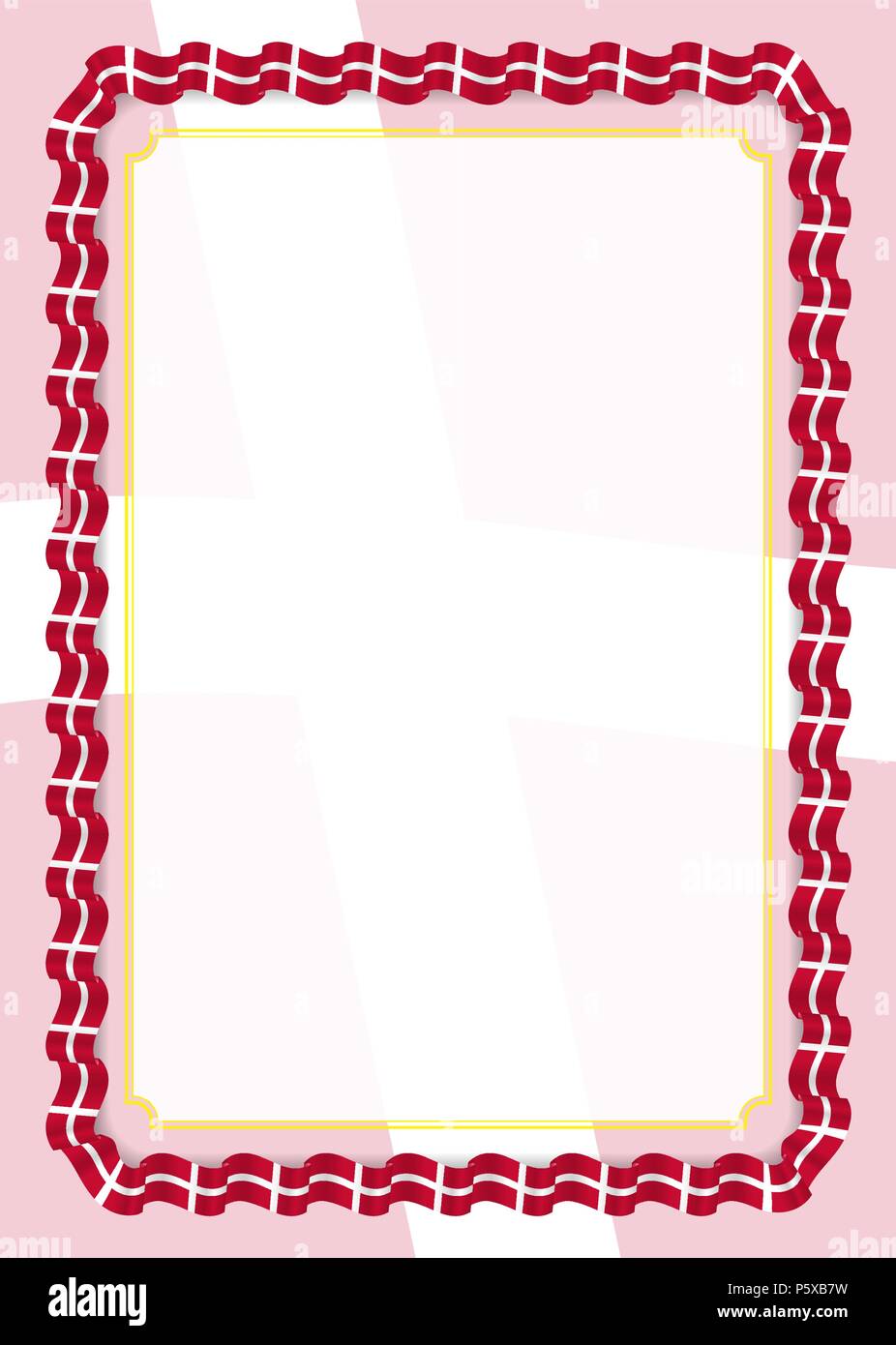 Frame and border of ribbon with Denmark flag, template elements for ...