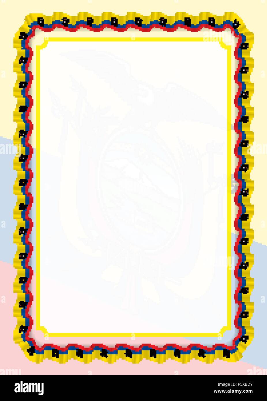 Frame and border of ribbon with Ecuador flag, template elements for ...