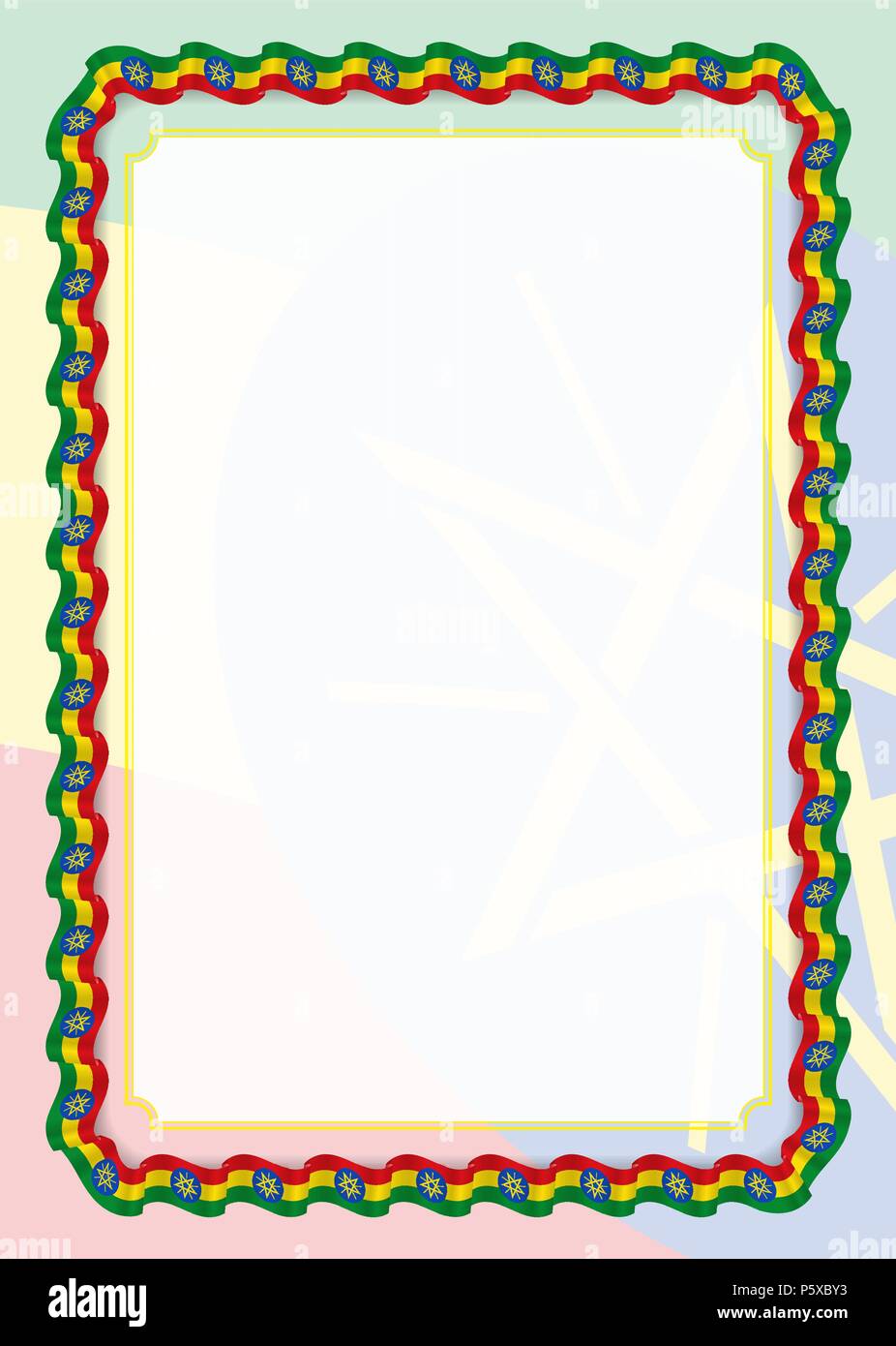 Frame and border of ribbon with Ethiopia flag, template elements for ...