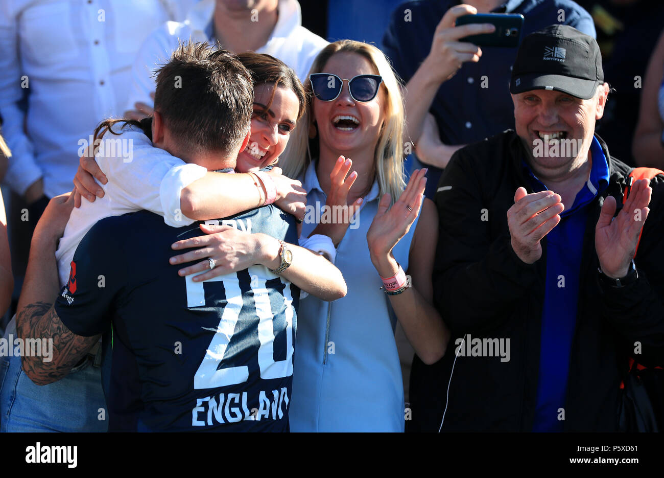 England's Jason Roy celebrates with his wife Elle Moore (left Stock ...