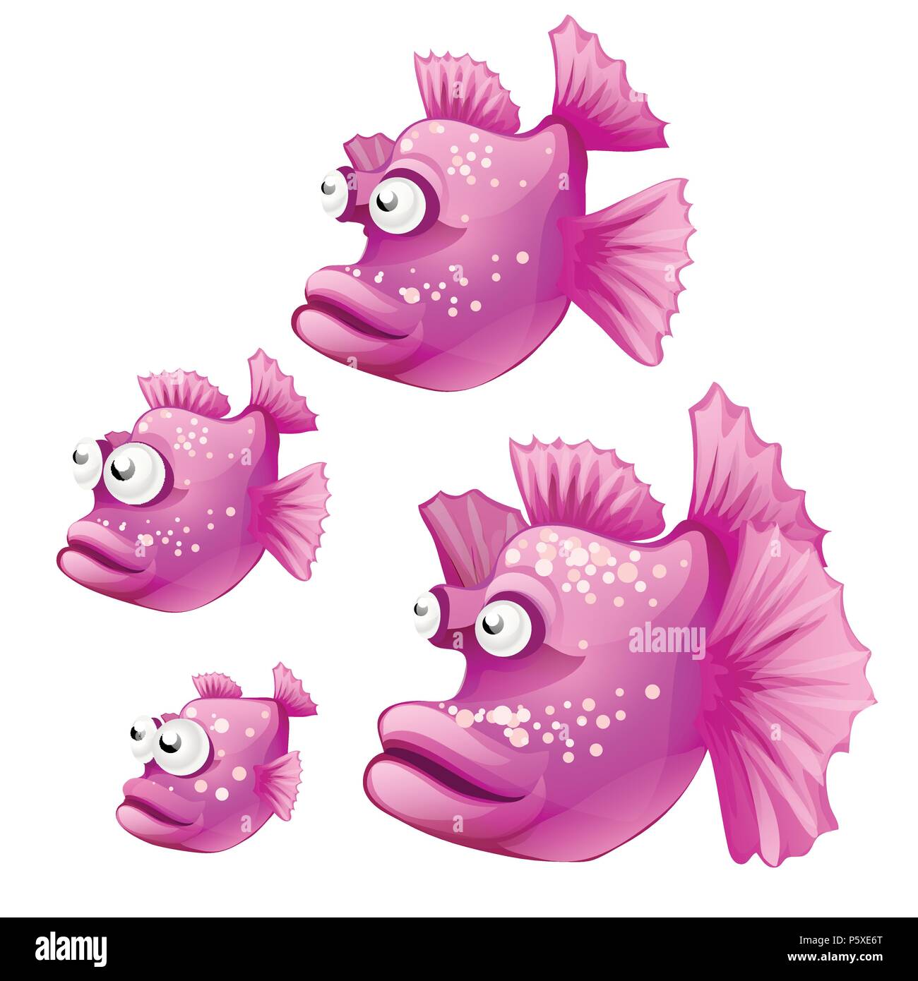 Set of cartoon fish isolated on white background. Vector cartoon close ...
