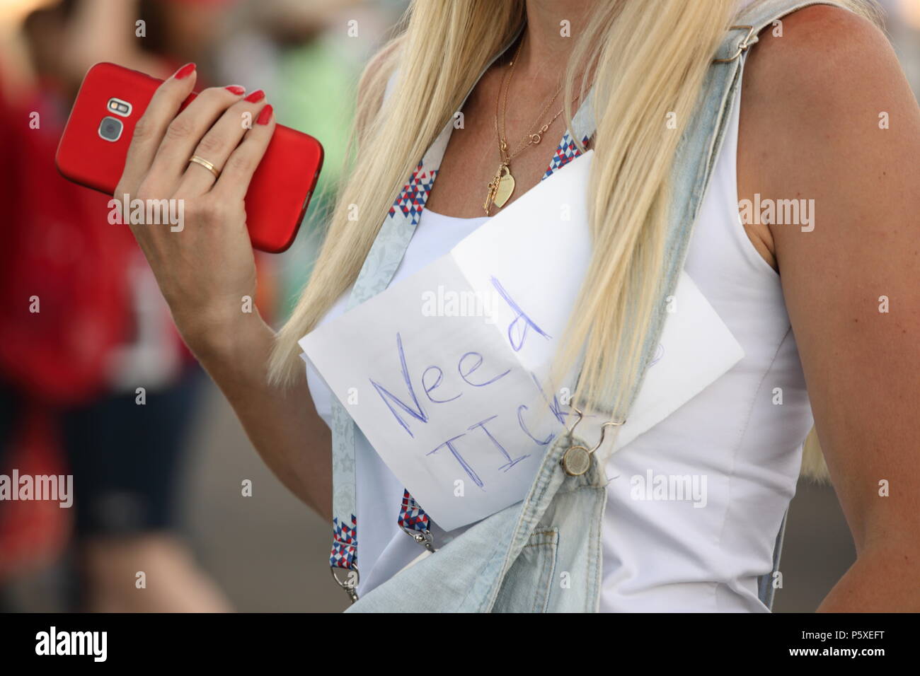 St. Petersburg, Russia - June 26, 2018: Argentinian football fan with ...