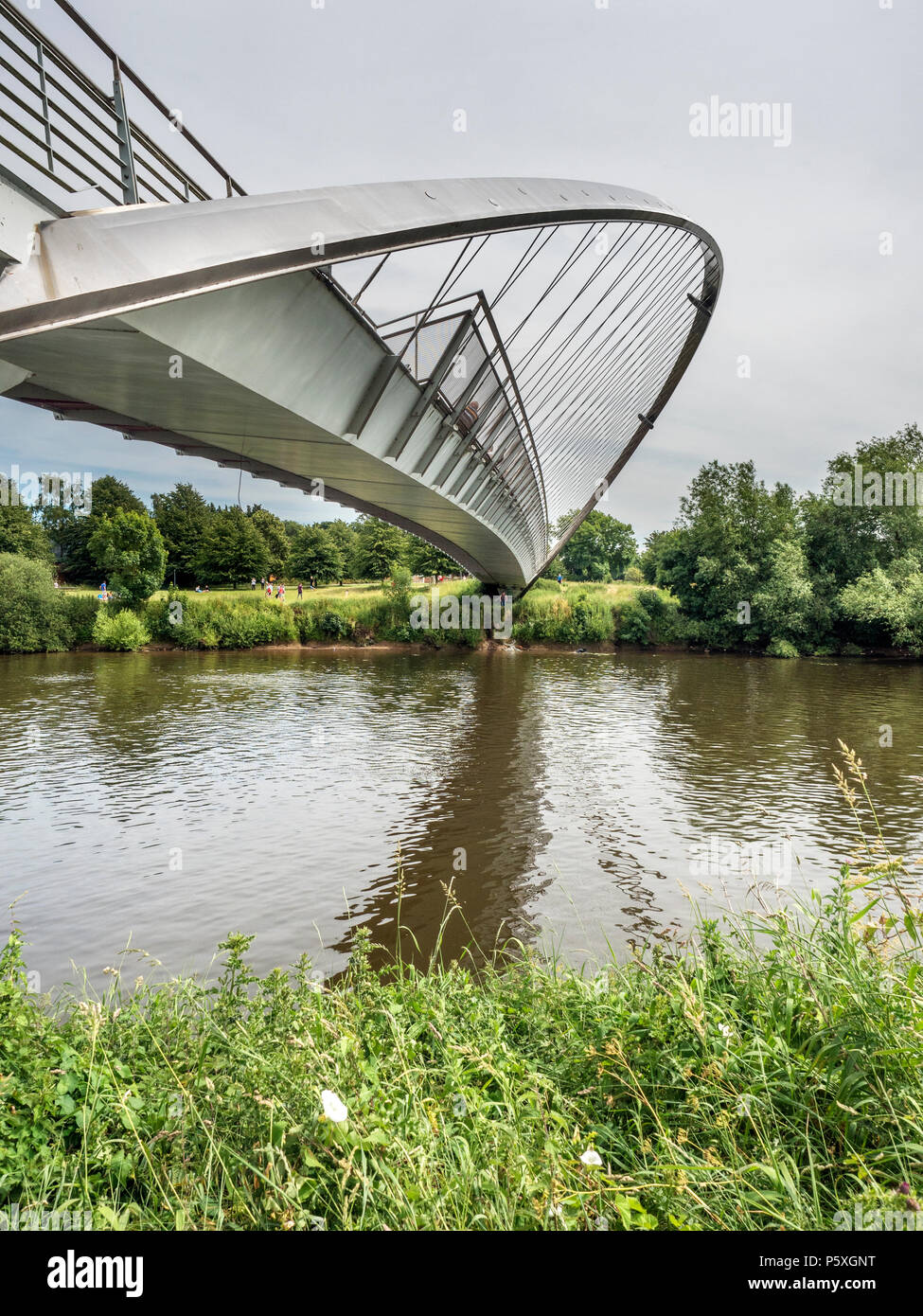 Millenium Bridge footbridge and cycle path over the River Ouse at York ...