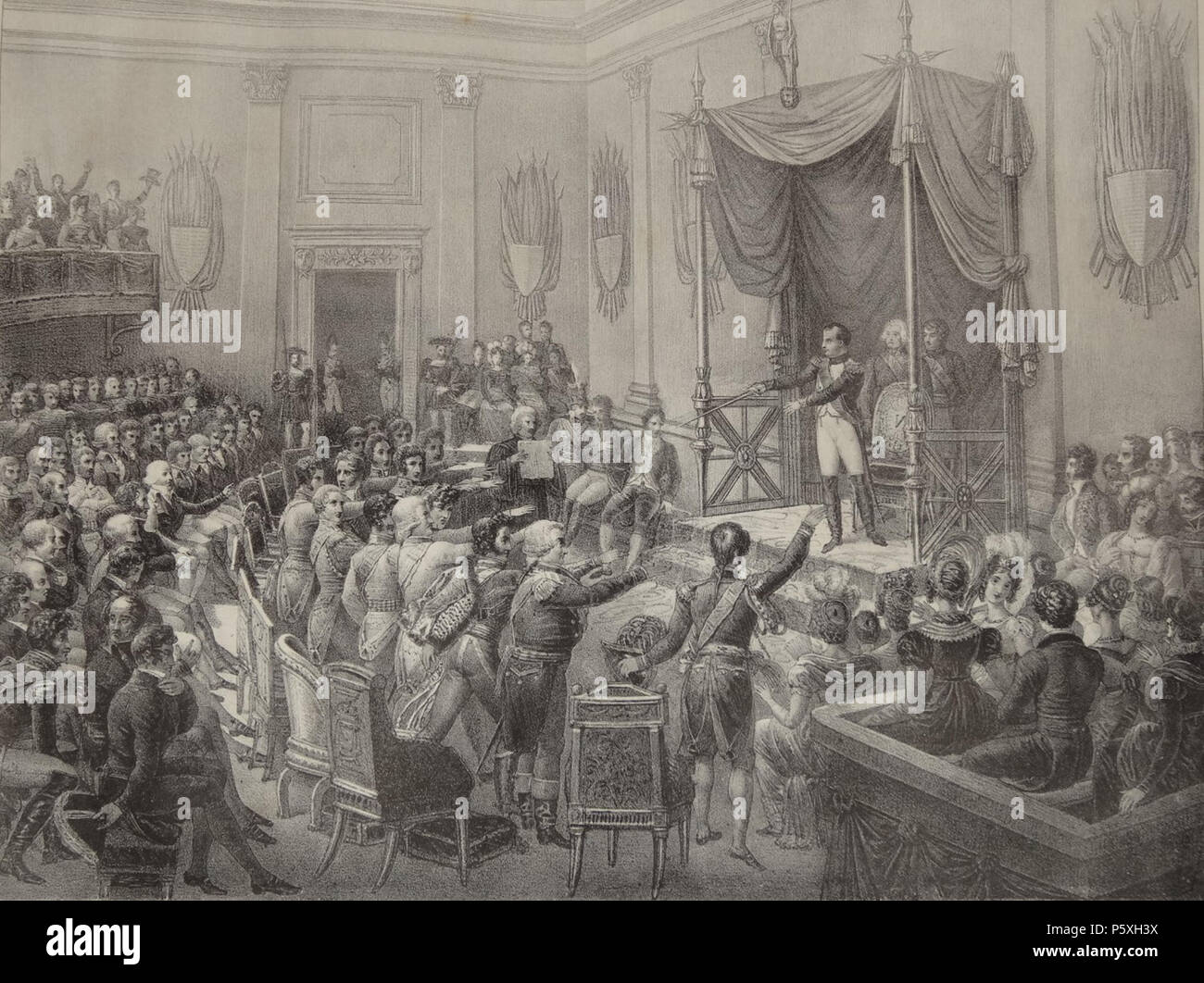 N/A. English: French lithography purporting to depict the swearing-in ...