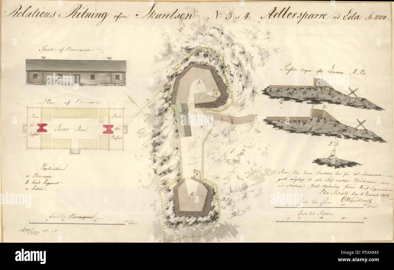 N/A. English: Map showing the fortification Aldersparre, close to Eda ...