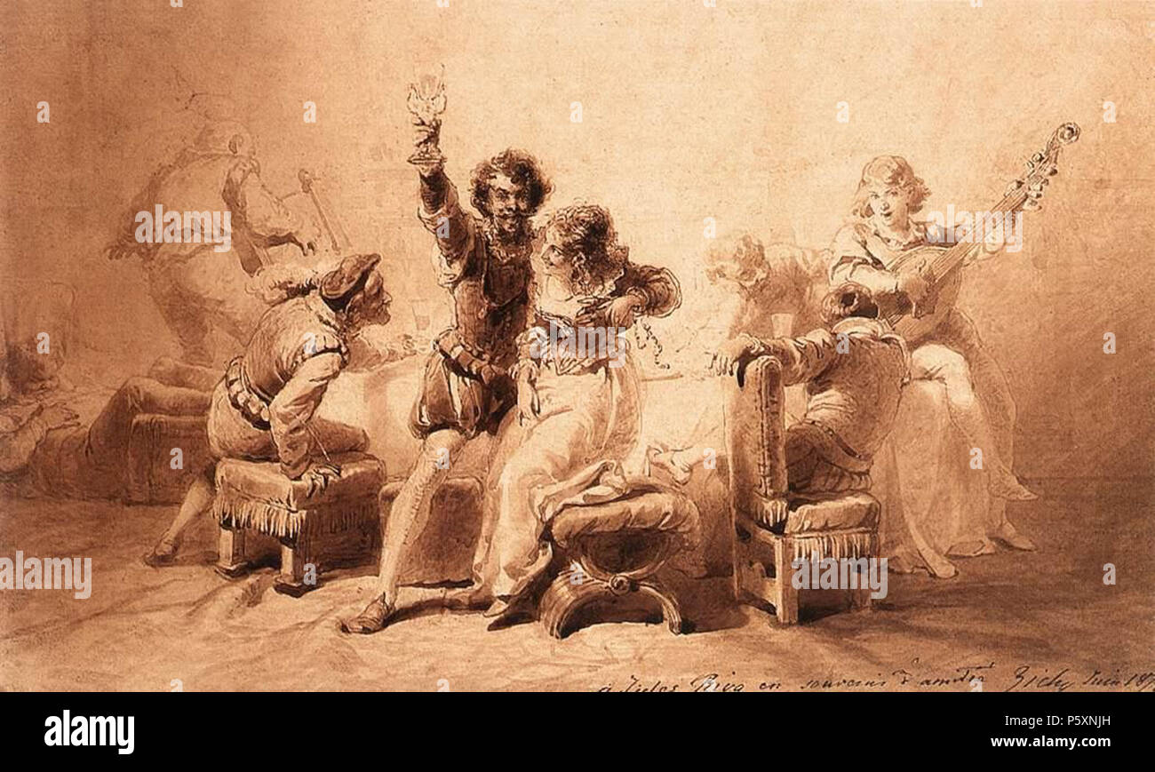 480 Drinking- song - Zichy, Mihály - 1874 Stock Photo - Alamy