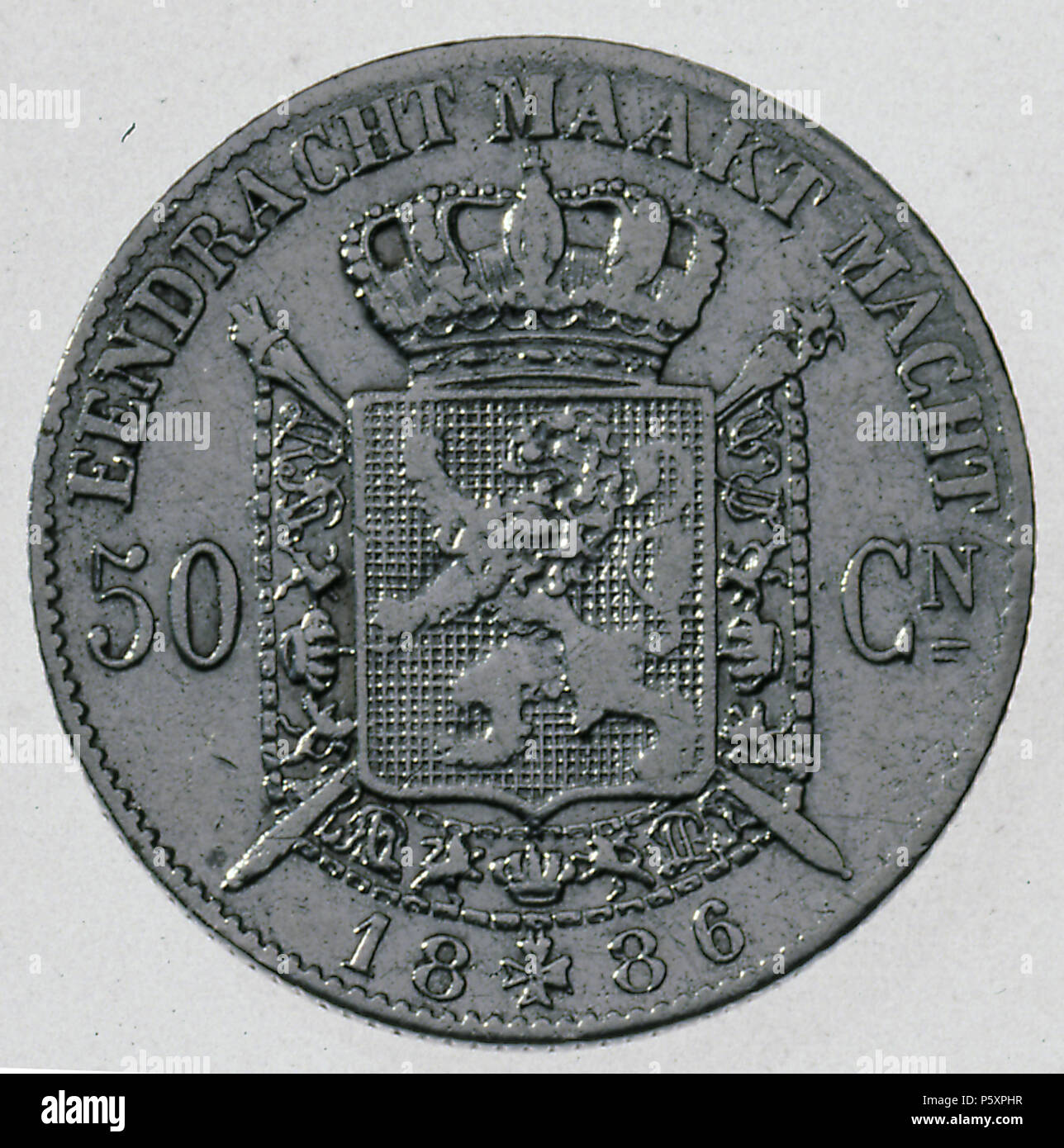 365 Coin BE 50c Leopold II shield rev NL 26 Stock Photo - Alamy