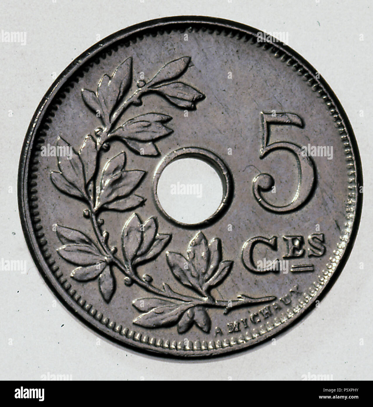 365 Coin BE 5c Albert I rev FR 45 Stock Photo - Alamy