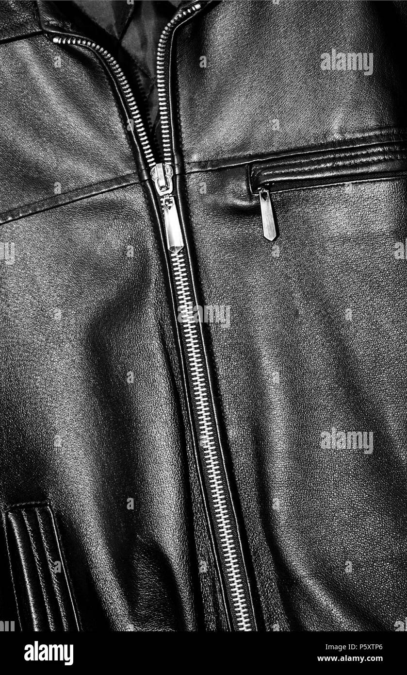 black leather jacket, closeup Stock Photo - Alamy