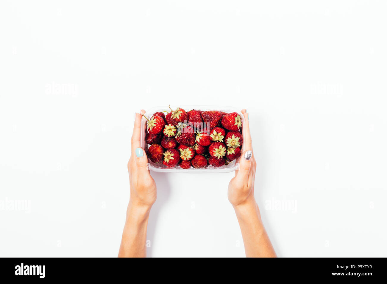 Female hands hold tray Cut Out Stock Images & Pictures - Alamy