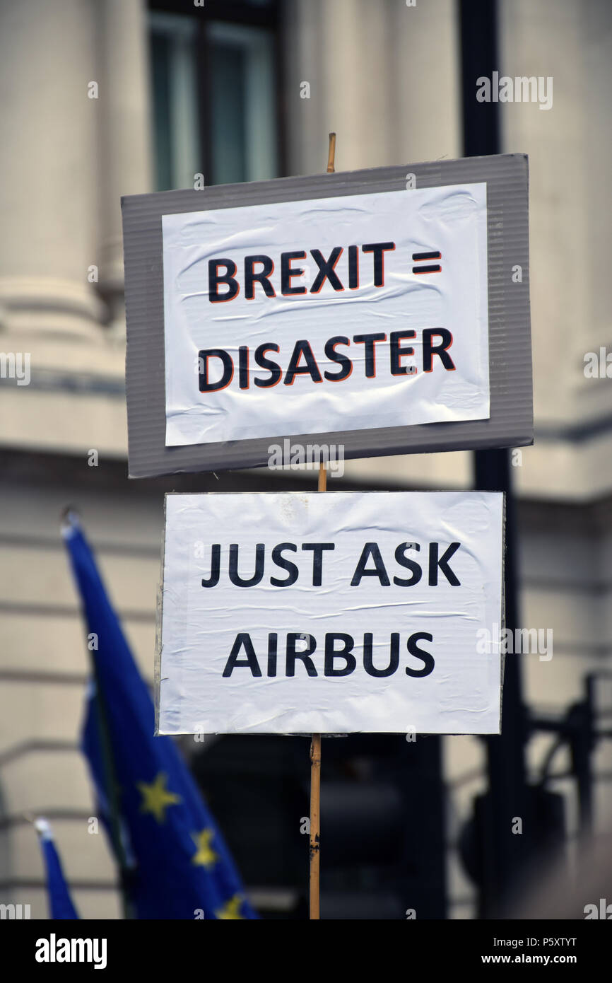 Anti Brexit demo, London 23 June 2018 UK. Campaign for a People's Vote ...
