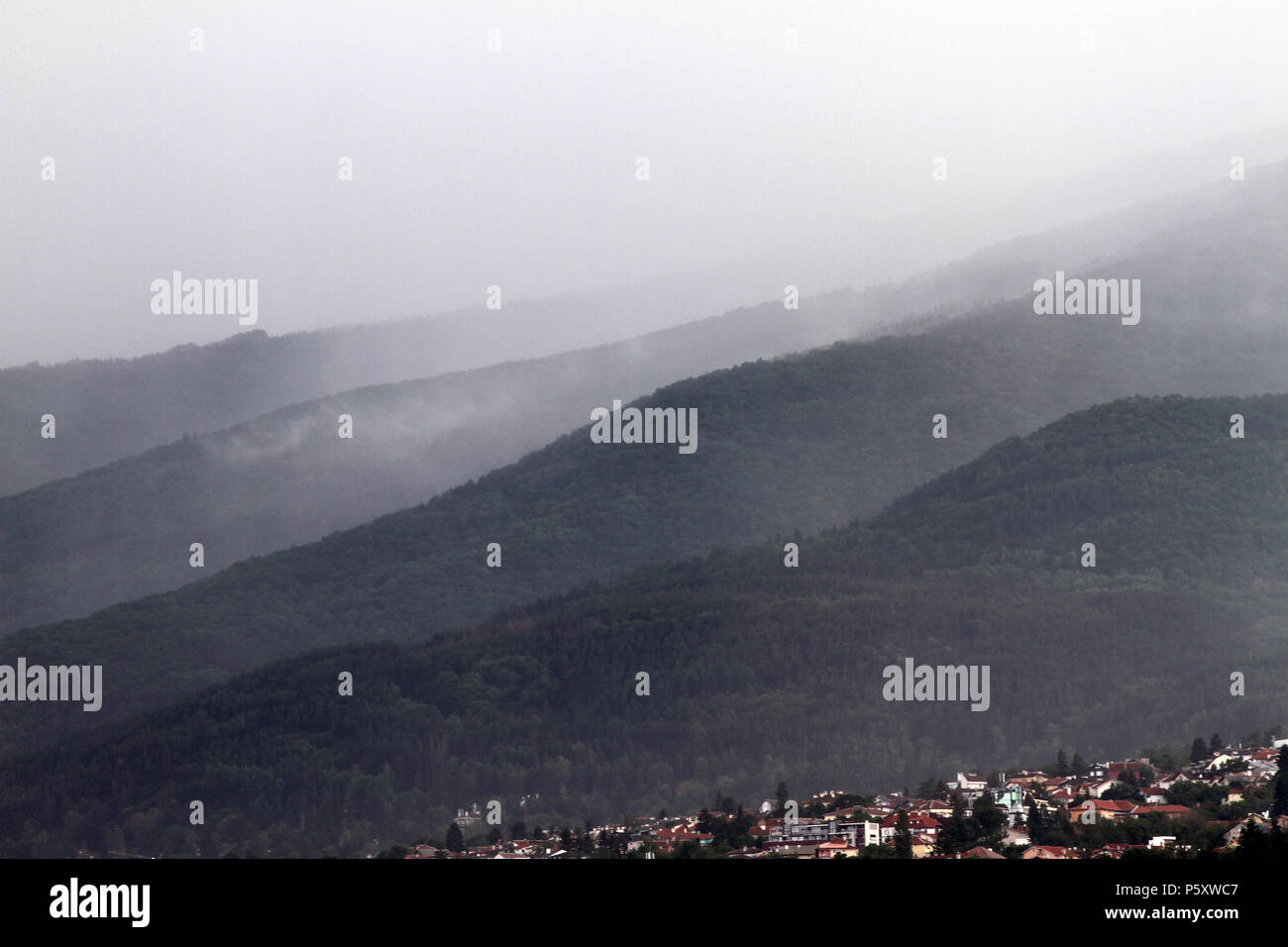 Heavy rain and a storm with damages on the Balkans, Europe. Rain, storm ...