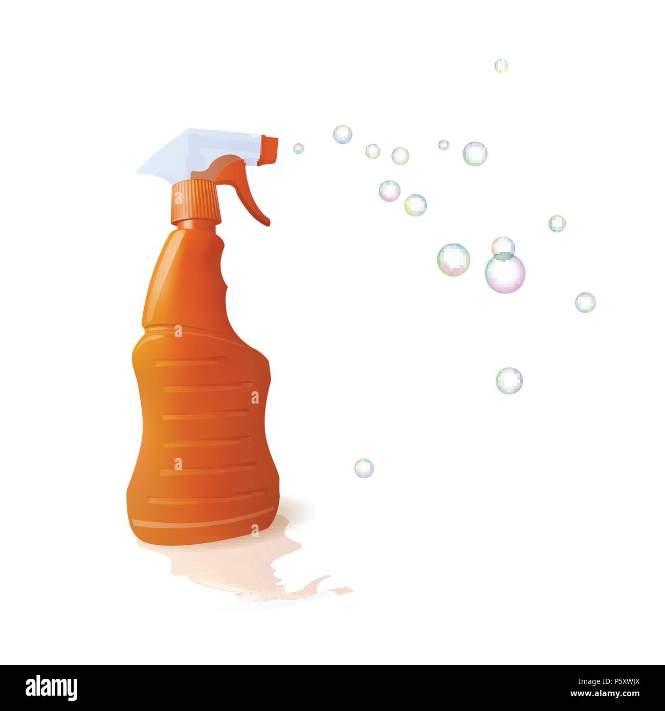Orange housekeeping with detergent. Soap bubble. Cleaning and ...