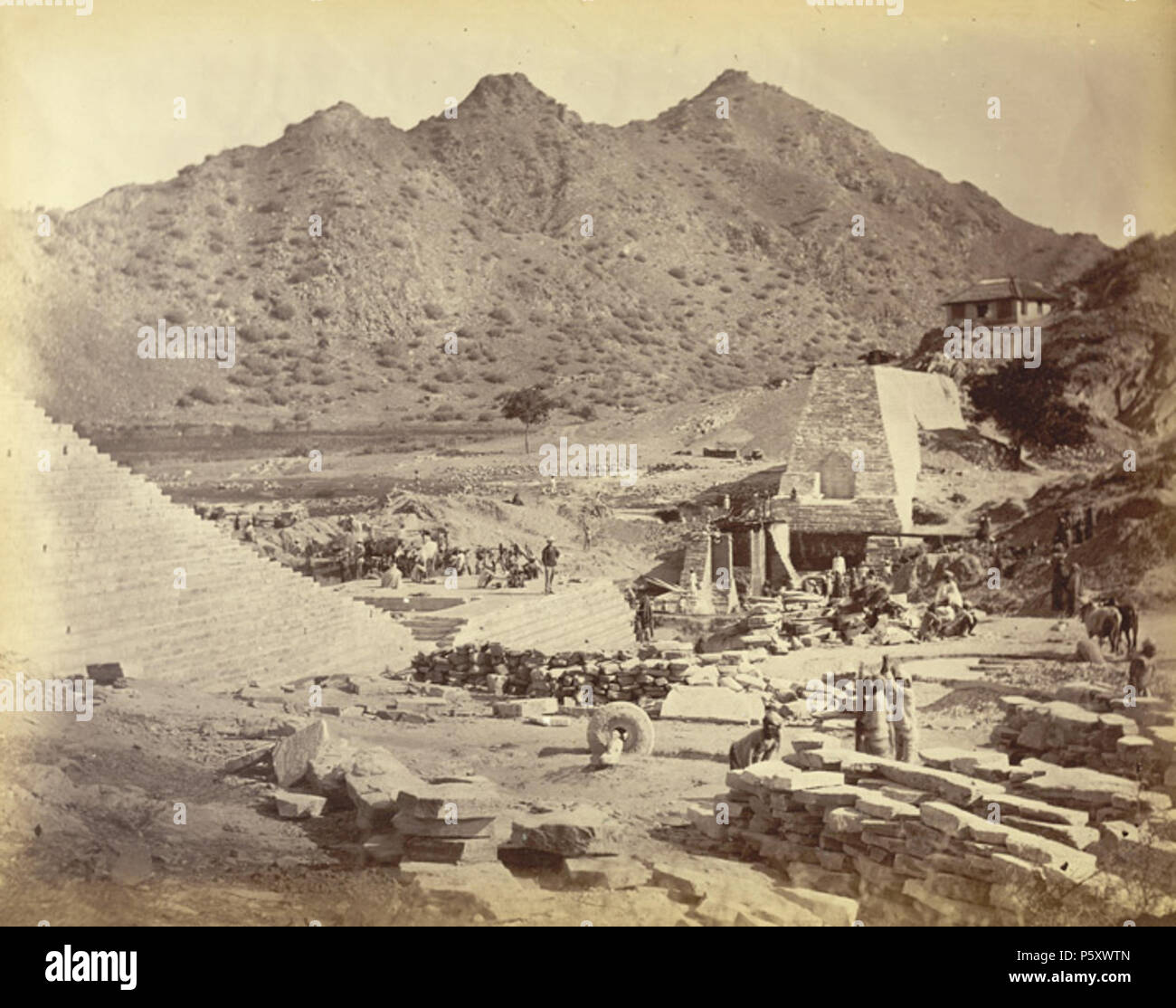 N/A. English: Construction of the Bheer Dam in progress. 1872. Unknown ...