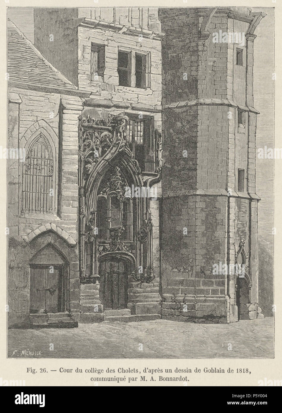 384 Cour du collège des Cholets, d'après un dessin de Goblain de 1818 ...
