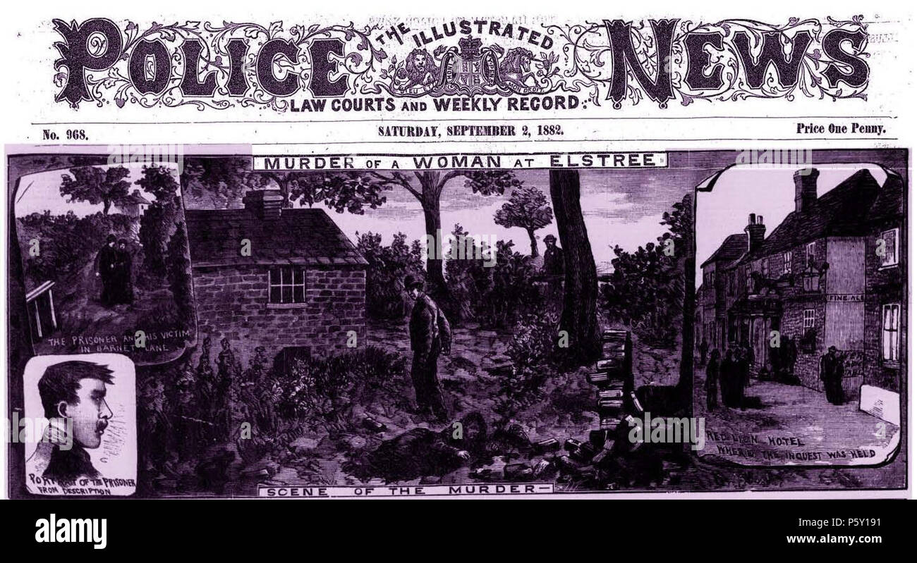 N/A. English: Illustration of the Elstree Murder of Eliza Ebborn on 17 ...
