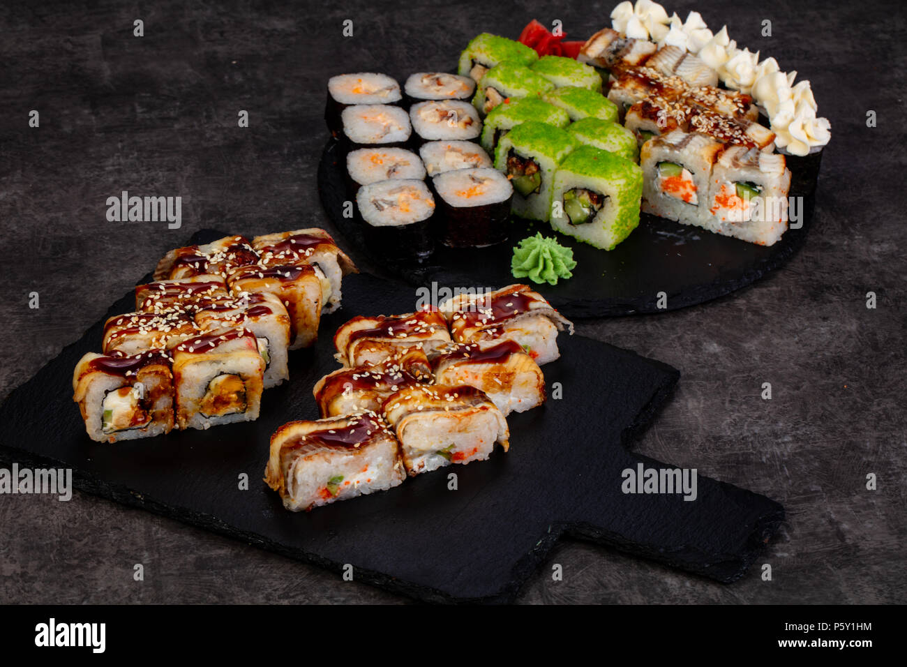Japanese sushi set with various ingredient Stock Photo - Alamy