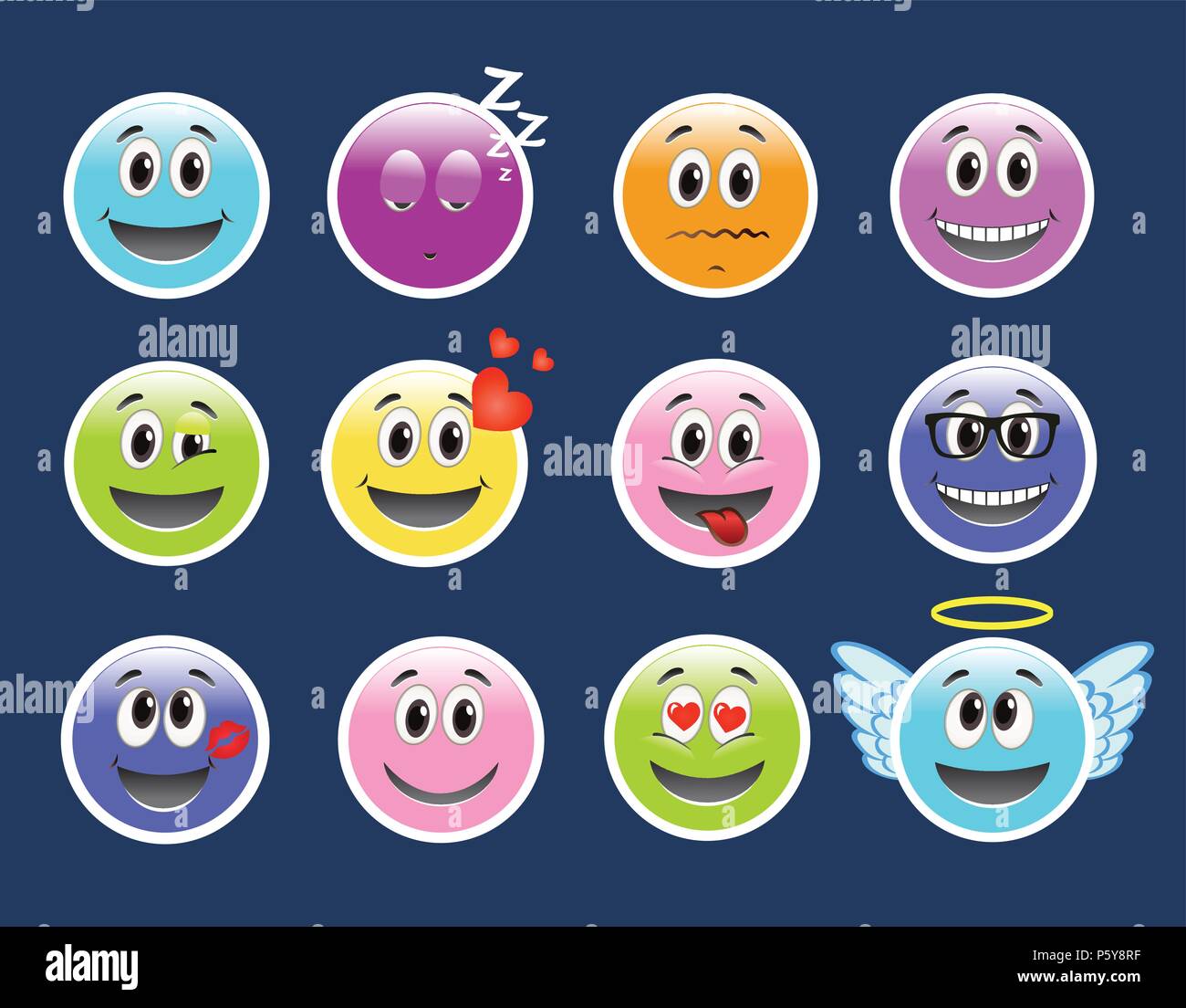 Emoji emoticon smiley vector set hi-res stock photography and images ...