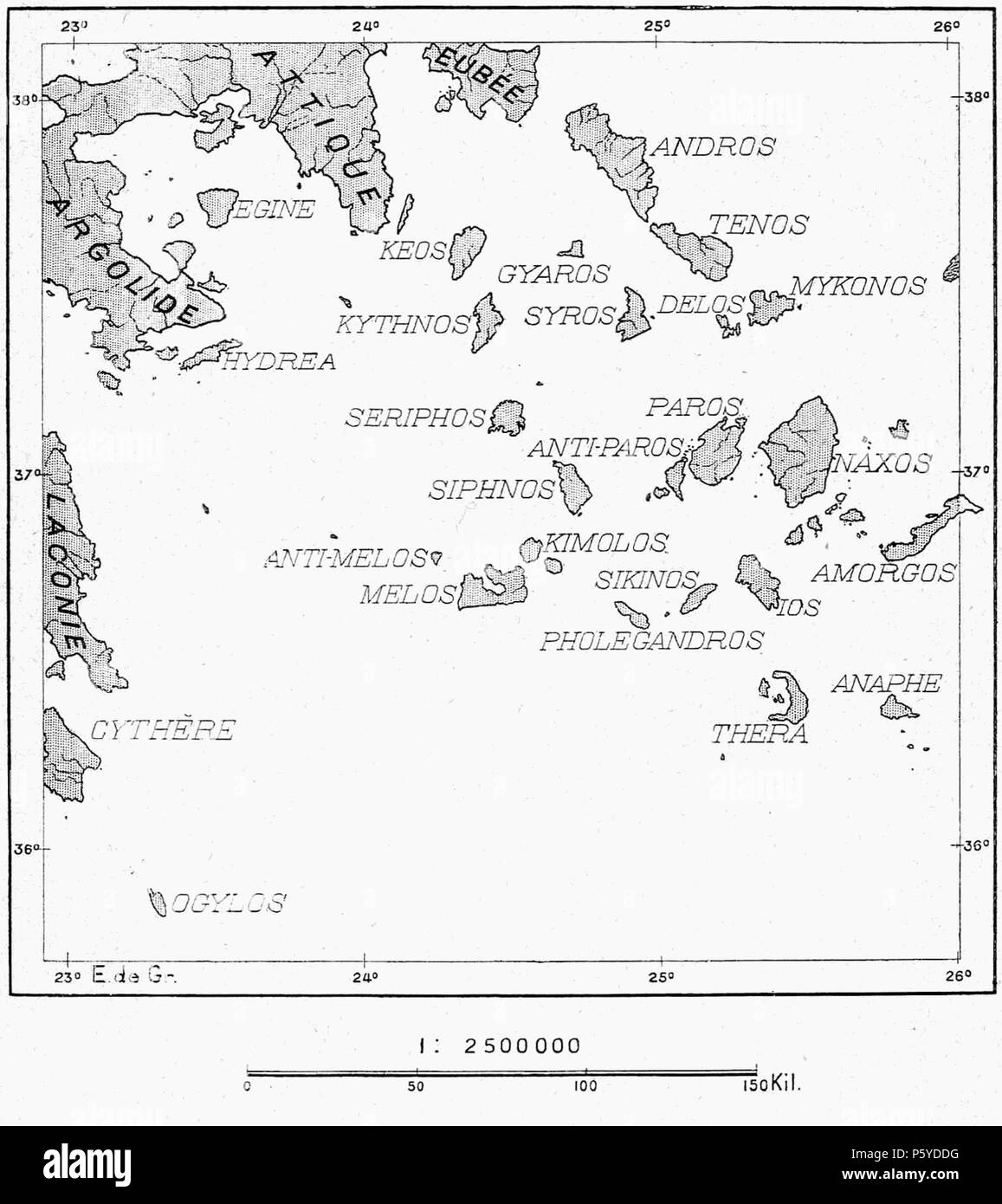 Cyclades map Black and White Stock Photos & Images - Alamy
