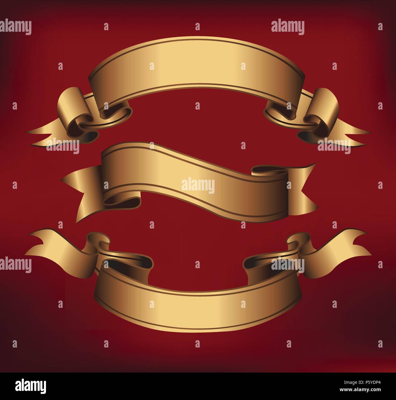 Gold ribbons horizontal banners Stock Vector Image & Art - Alamy