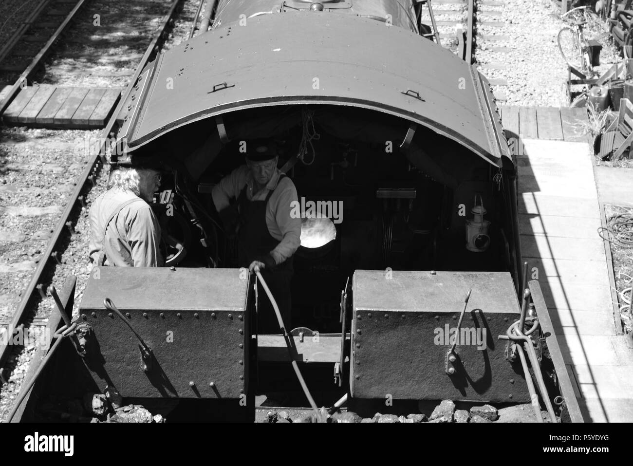 Footplate working steam train railway Black and White Stock Photos ...