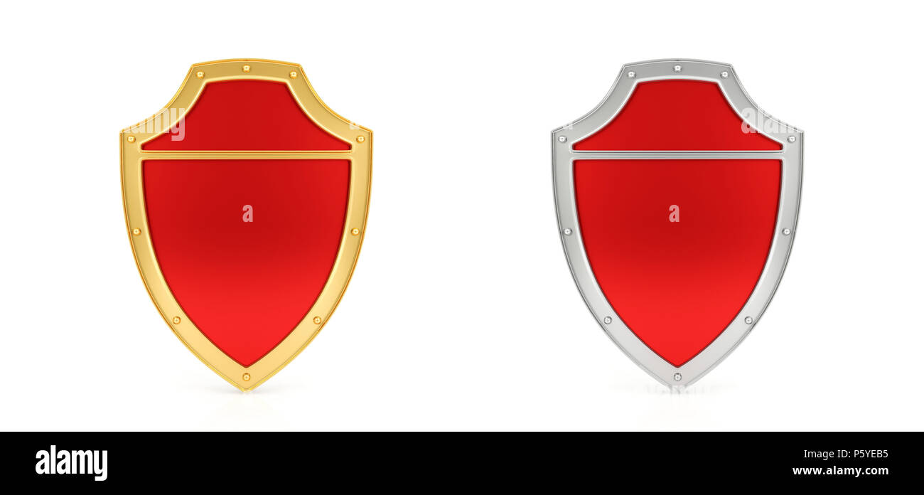 Red shield isolated on white background Stock Photo - Alamy