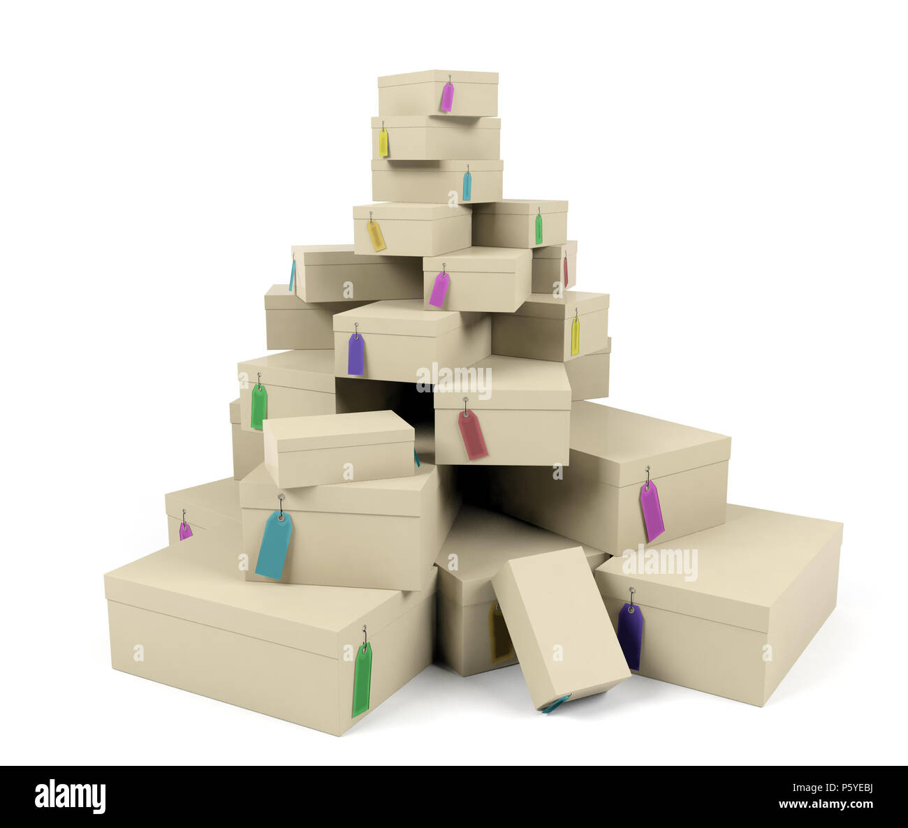Pile of boxes with price tags Stock Photo - Alamy