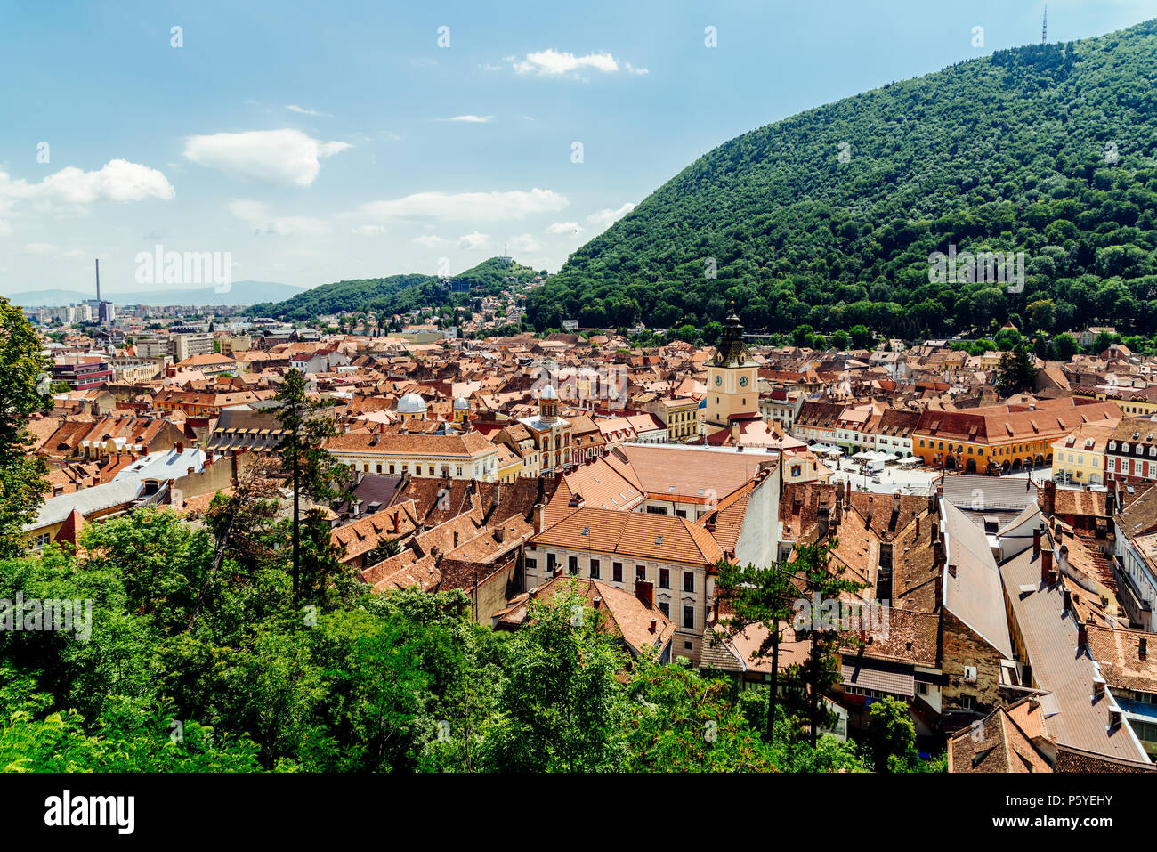 Aerial View Of Brasov City In Romania Stock Photo - Alamy