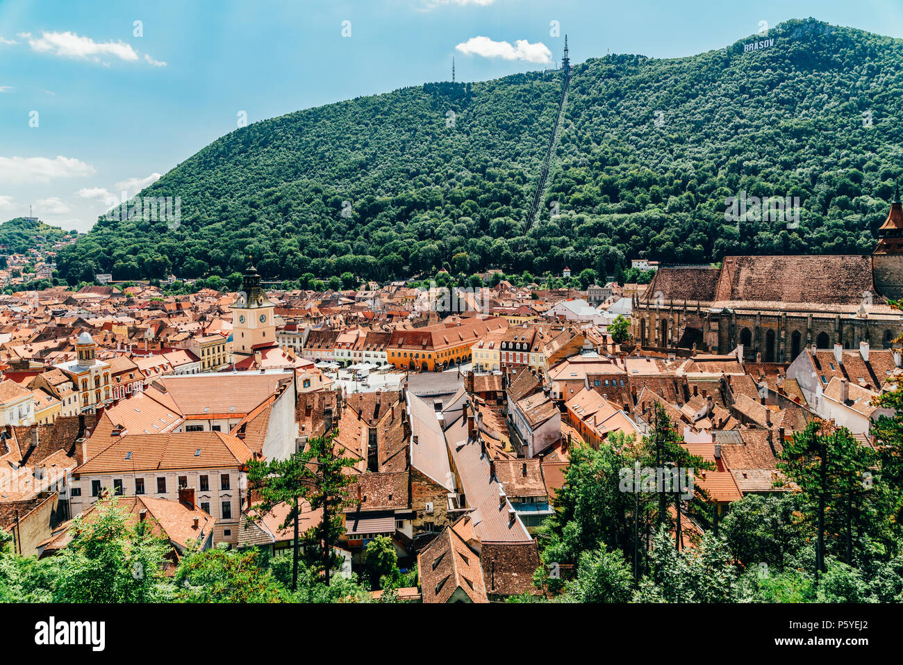 Aerial View Of Brasov City In Romania Stock Photo - Alamy