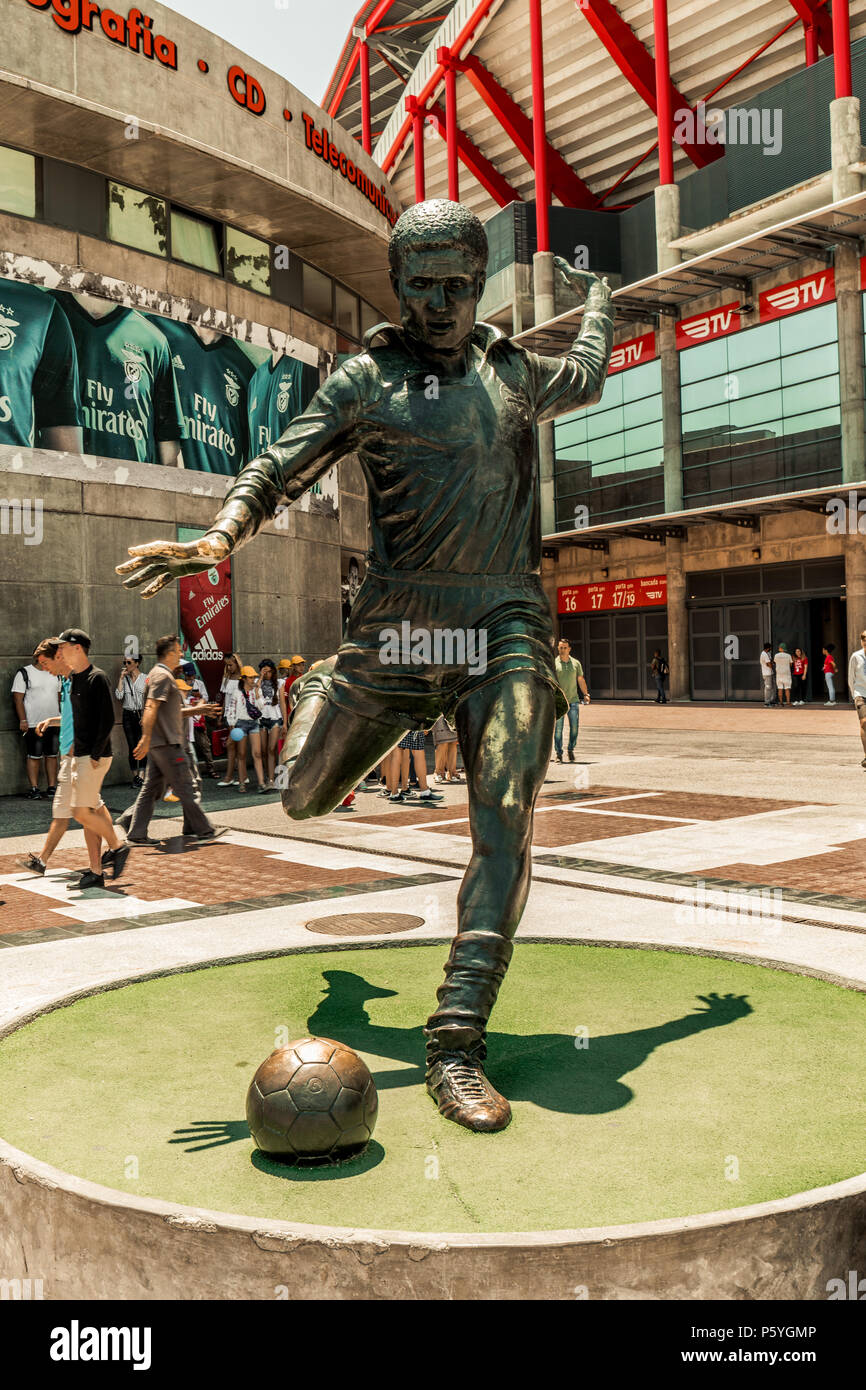 June 25th, 2018, Lisbon, Portugal - Eusebio statue at Estadio da Luz ...
