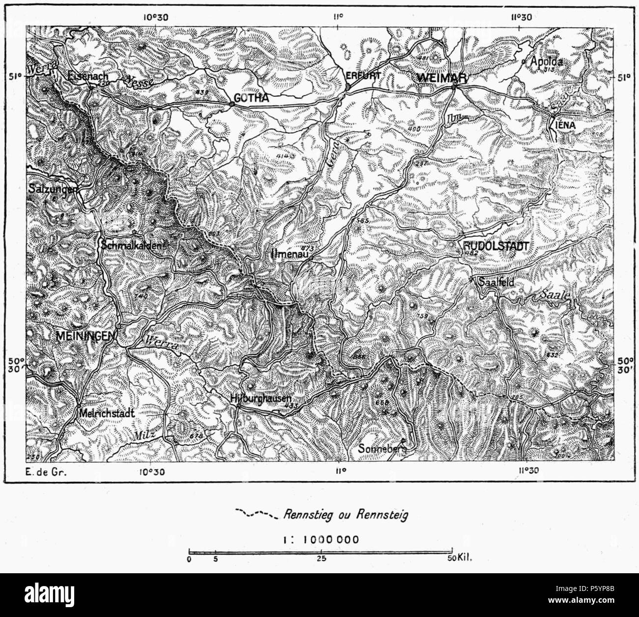 400 D207- carte du rennsteig. - L1-Ch4 Stock Photo - Alamy