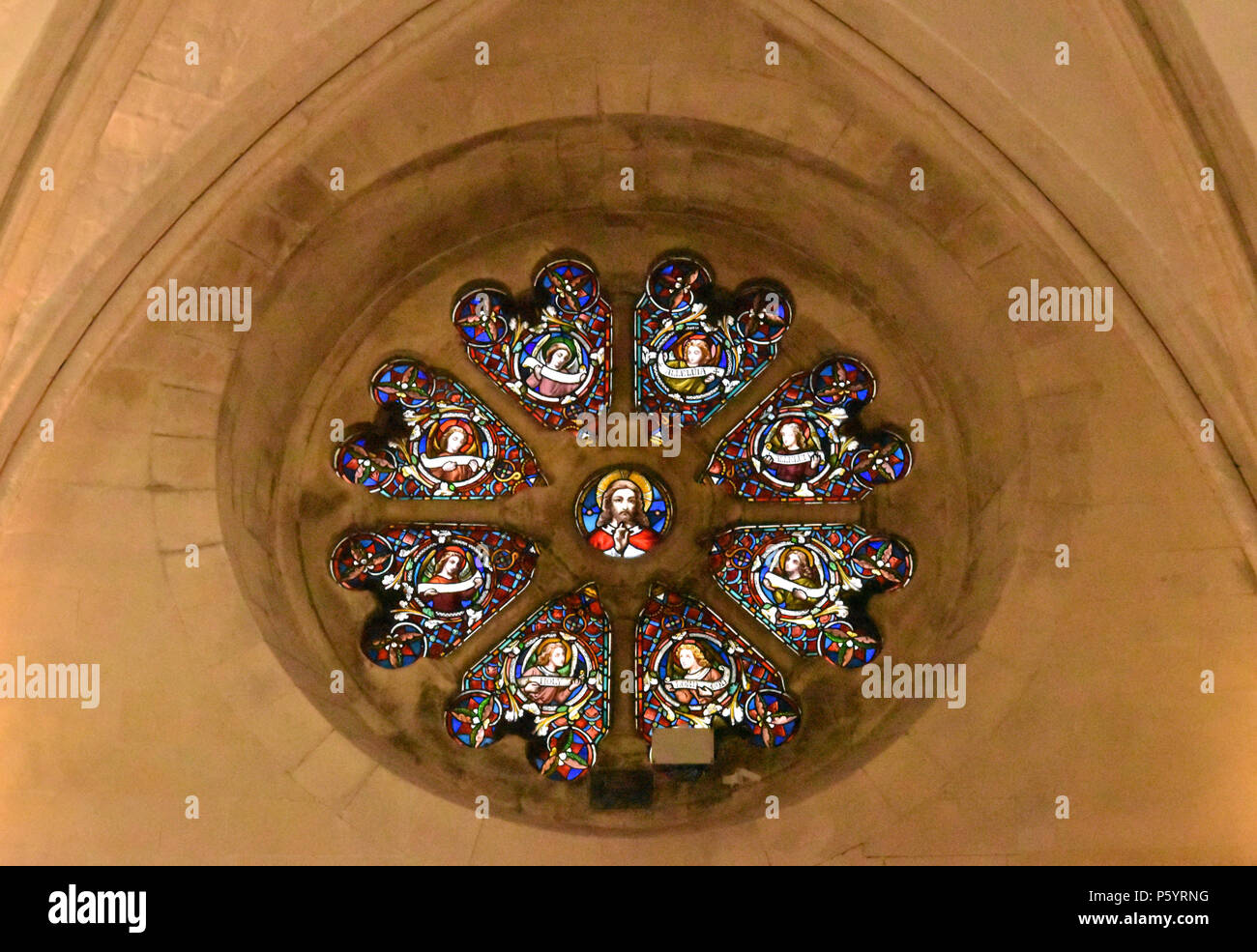 Stained Glass window in the Round Church of the Temple Church ...