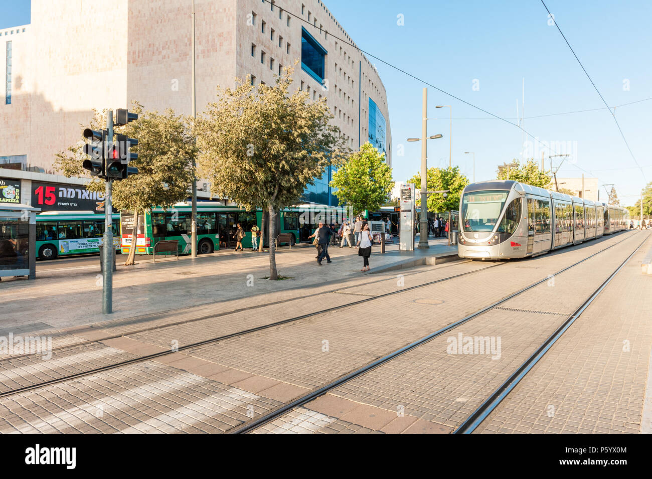 Jerusalem, Israel, light rail at the central bus station Stock Photo ...