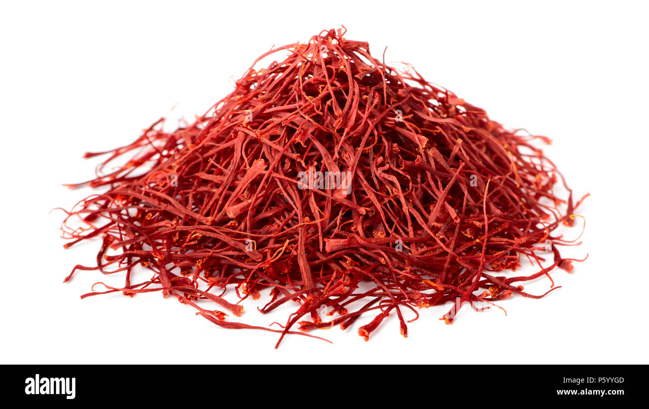 saffron thread isolated on the white background Stock Photo - Alamy