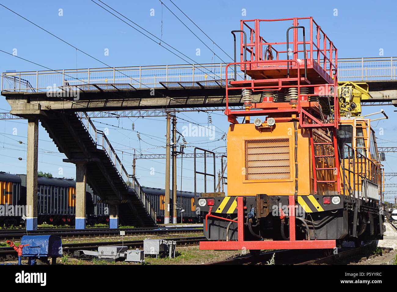 railway, shunting train, ready to work, repair the rails Stock Photo ...