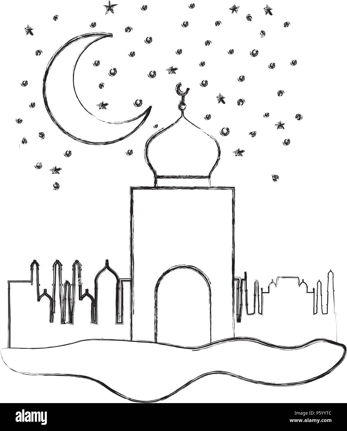 arabic castle with moon in the night Stock Vector Image & Art - Alamy