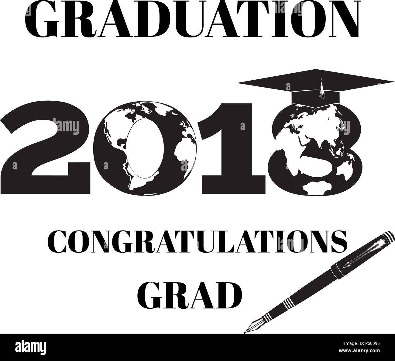 Graduation 2018 vector flat emblem, badge template Stock Vector Image ...
