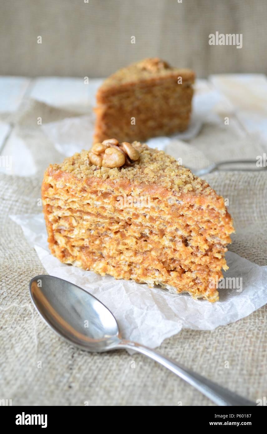 Russian Waffle Cake And Condensed Milk