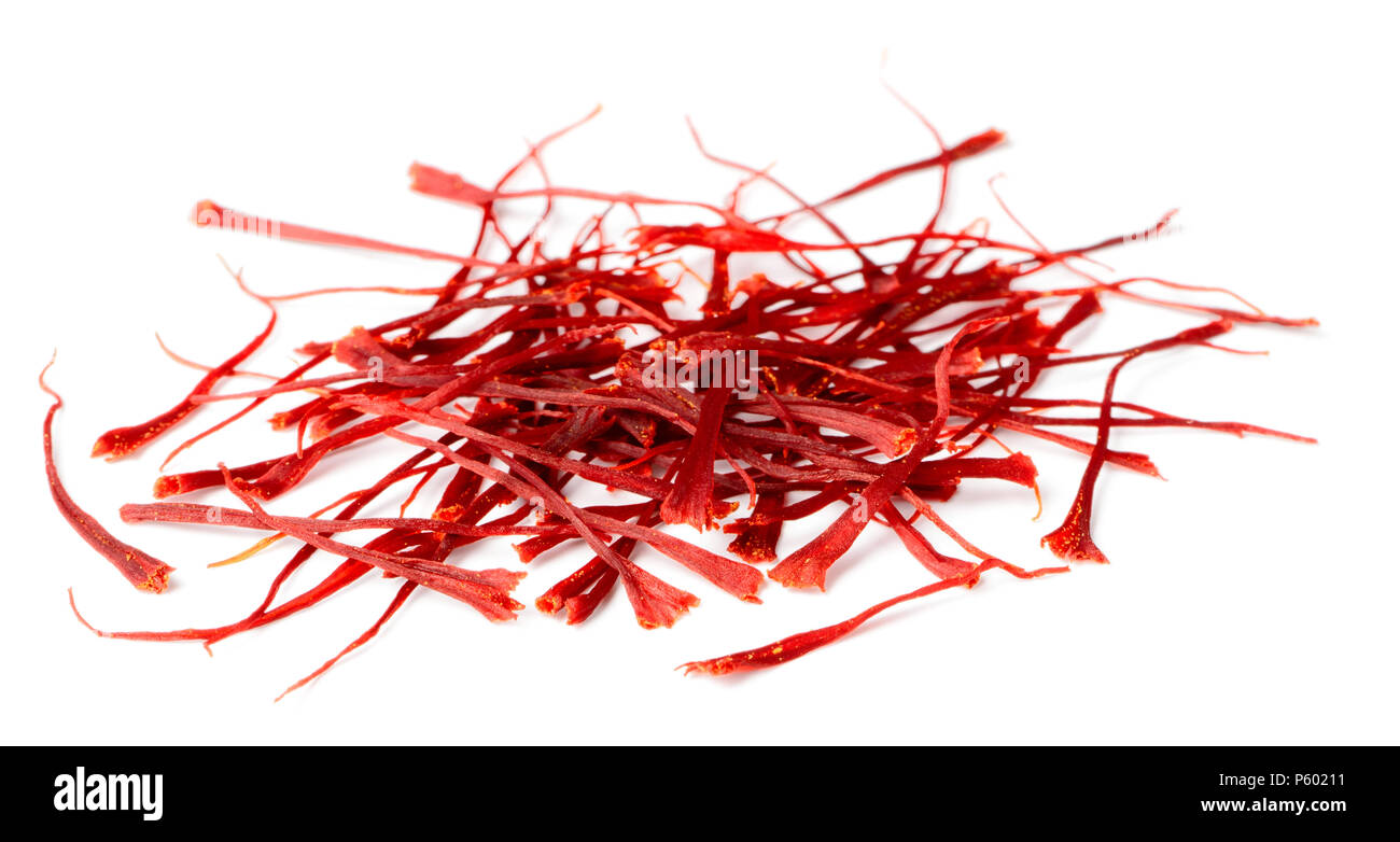 saffron thread isolated on the white background Stock Photo - Alamy
