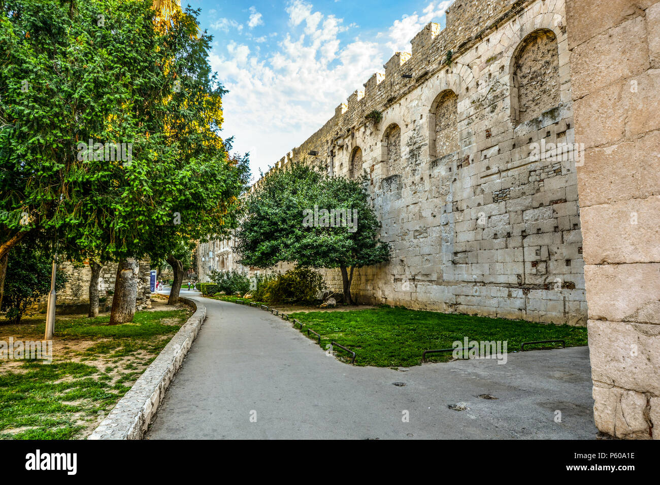 The ancient Golden Gate and city wall entering into the Diocletian's ...