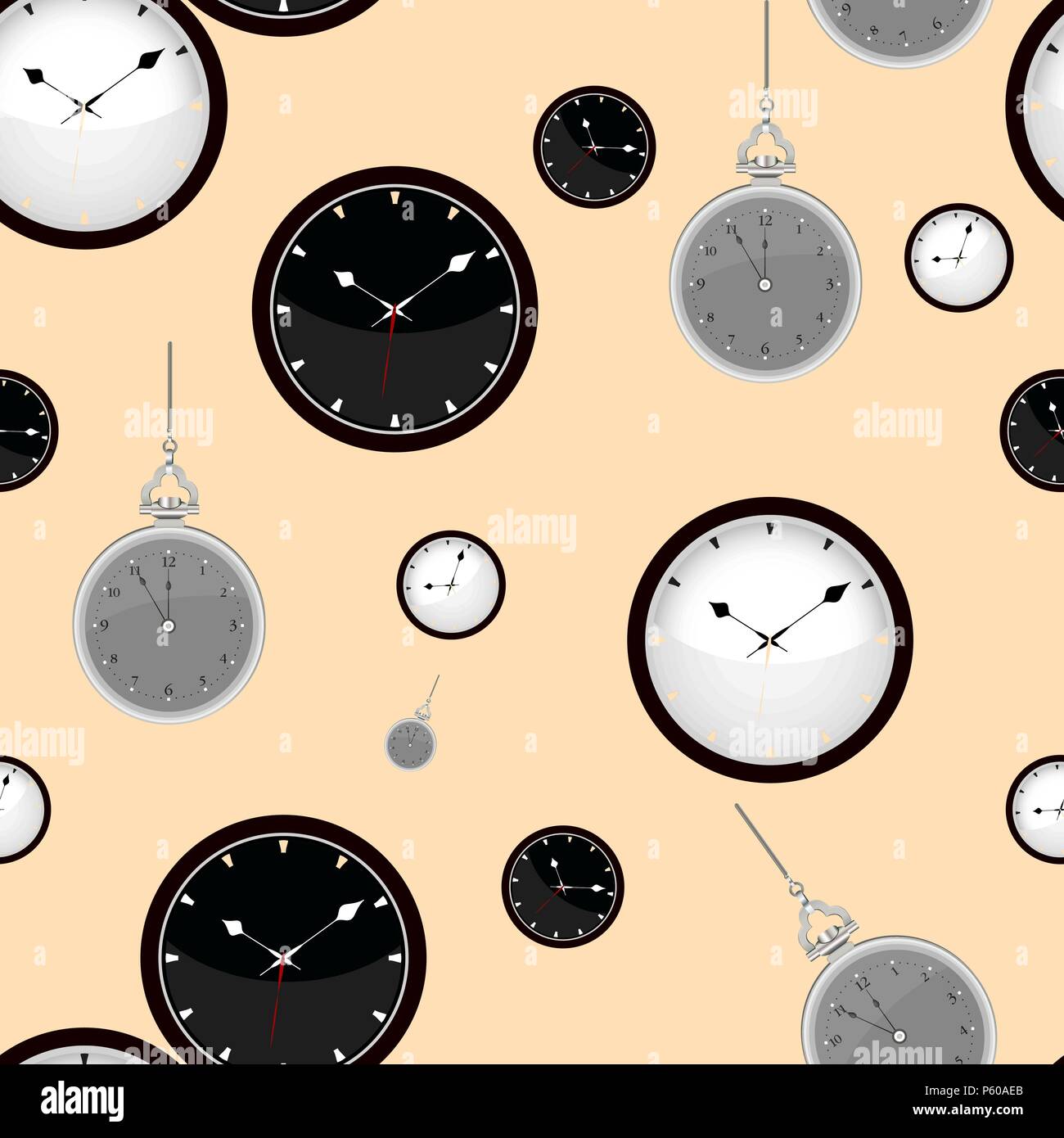 Vintage seamless pattern with watches. Clock seamless eps10 Stock ...